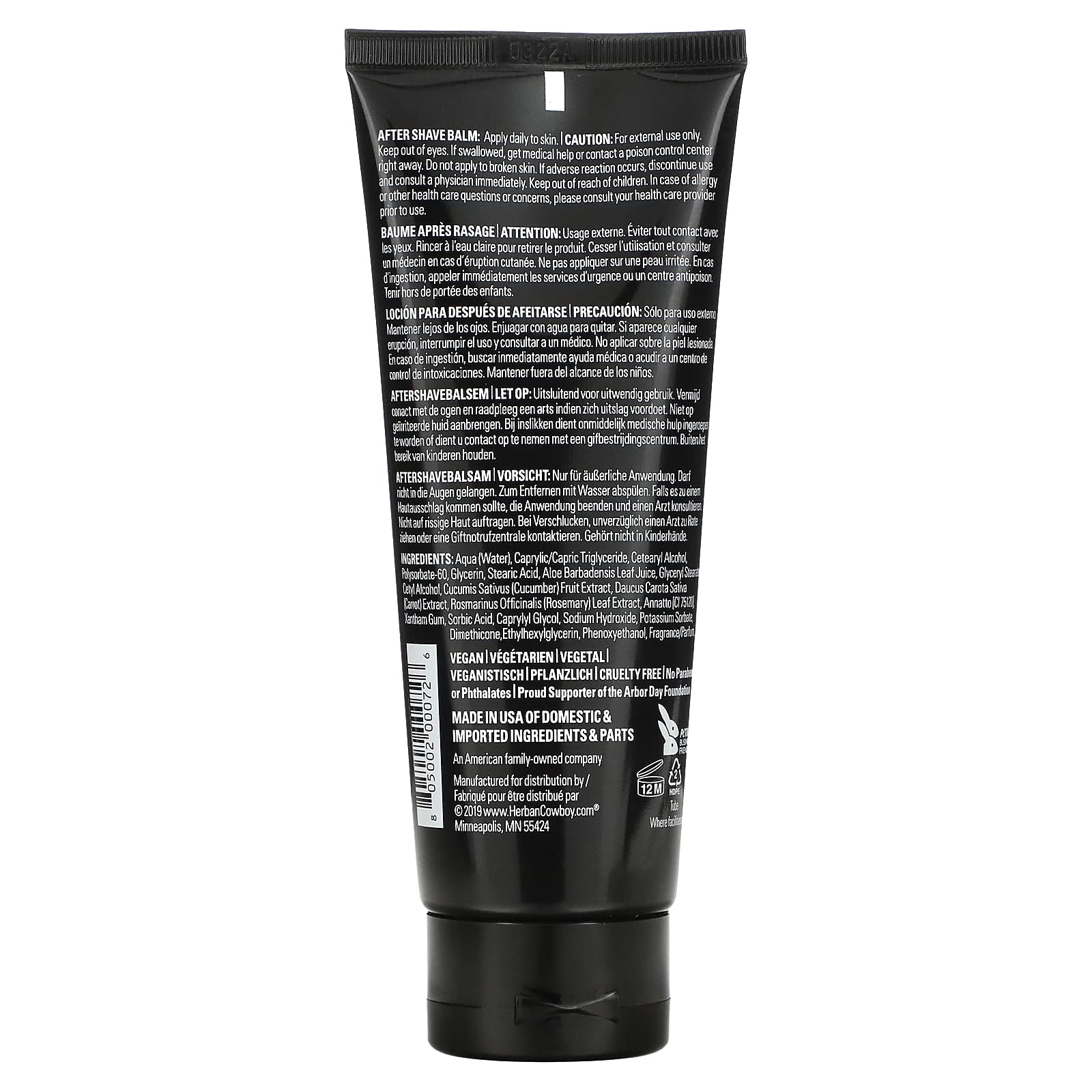 Herban Cowboy Dusk Soothing After Shave Balm Moisturizer, 3.4 Fluid Ounce