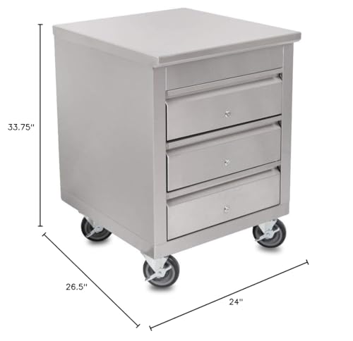 John Boos 4CD4-2724-C Mobile Drawer Cabinet 24" W x 26-1/2"D x 33-3/4"H with 3 Tier 15" x 20" Drawers