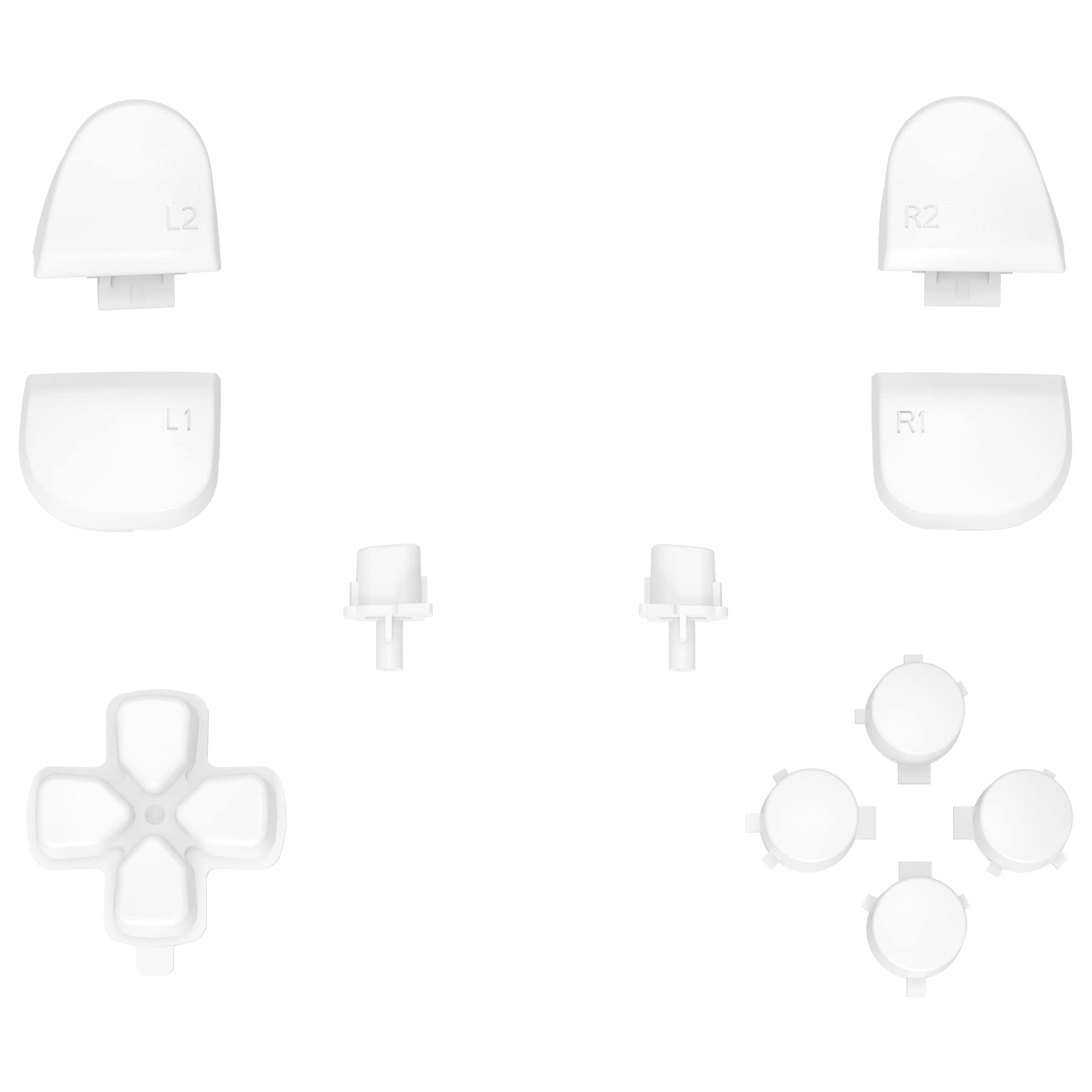 eXtremeRate Replacement D-pad R1 L1 R2 L2 Triggers Share Options Face Buttons, White Full Set Buttons Compatible with ps5 Controller BDM-030 BDM-040 BDM-050 - Controller NOT Included