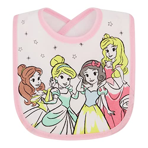 Disney Princess 7-Pack Magical World Baby Bibs, Lightweight Feeding Teething & Drooling Infant and Toddler Cloth Bib
