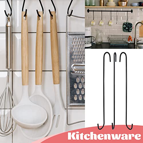 Bercoor 8 Pack 11.8 inch Extra Large S Hooks Black Heavy Duty Plant Hanging Hooks Long S Shaped Extension Hooks for Kitchenware, Pots, Utensils, Plants, Wardrobe, Gardening Tools, Clothes