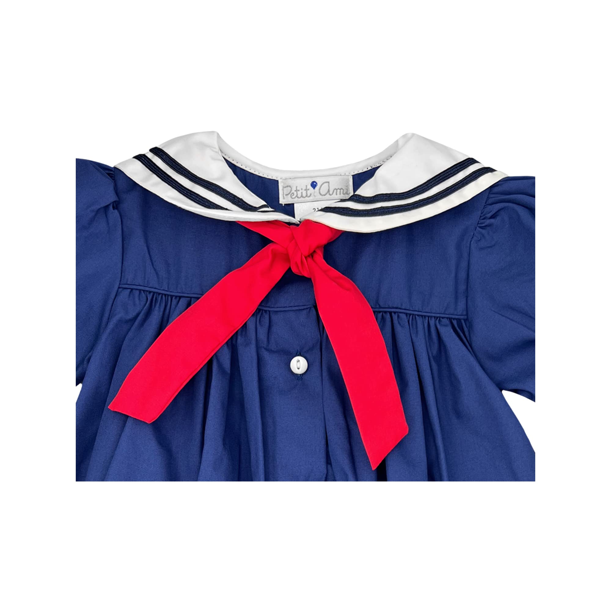 Petit Ami Toddler Girls' Nautical Dress with Collar, 2T, Navy
