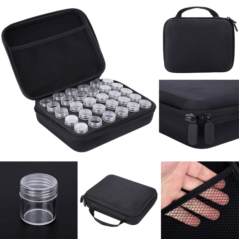 Joyzan Embroidery Diamond Storage Box, 30 Slots Compartments Clearly Double Seal Painting Storage Containers Case Organizer for DIY Art Craft Nail Diamonds Bead (Black)