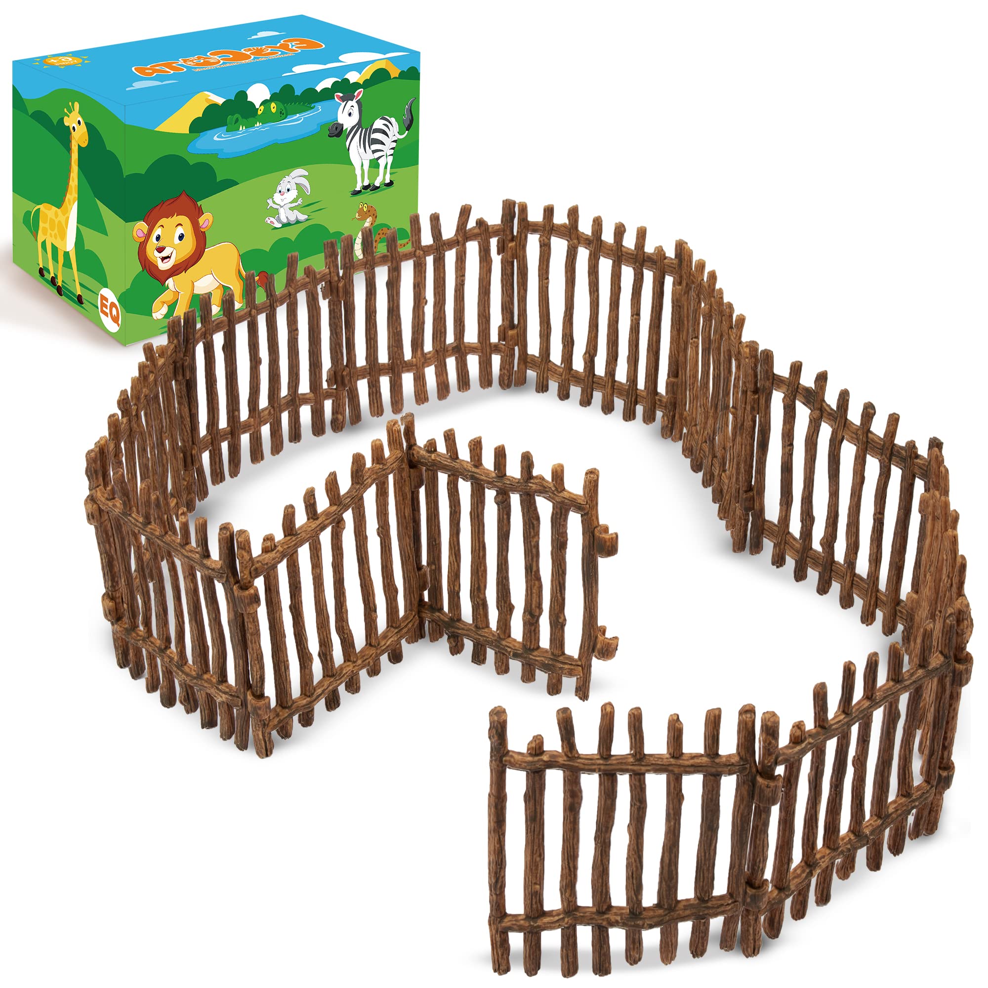 EYSCOTA Realistic Toy Fence, Large Corral Fencing Panel Accessories Playset, Farm Fence Toys for Barn Paddock Horse Stable Horses Figurines, Christmas Birthday Gift for Kids Toddler