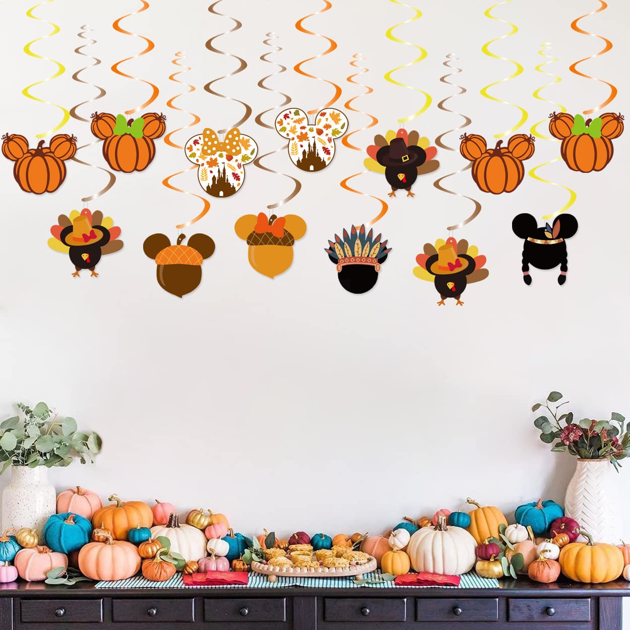Thanksgiving Mouse Hanging Swirls for Mouse Fall Thanksgiving Party Birthday Party Decorations
