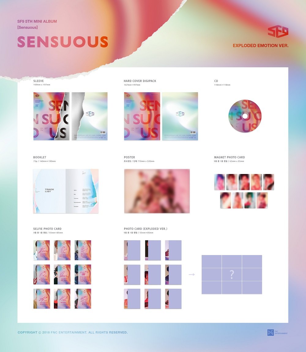 Kakao M SF9 - Sensuous [Exploded Emotion ver.] (5th Mini Album) CD+Booklet+Photocards+1Folded Poster