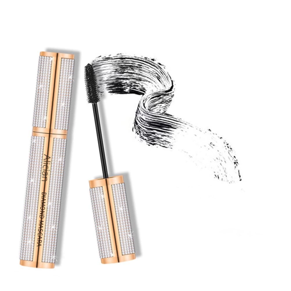 Alician Diamond Mascara, Waterproof Long Curling Extension Eyelashes, Long-Lasting, Thick Thickening, Smudge-proof and Lengthening Voluminous Eyelashes
