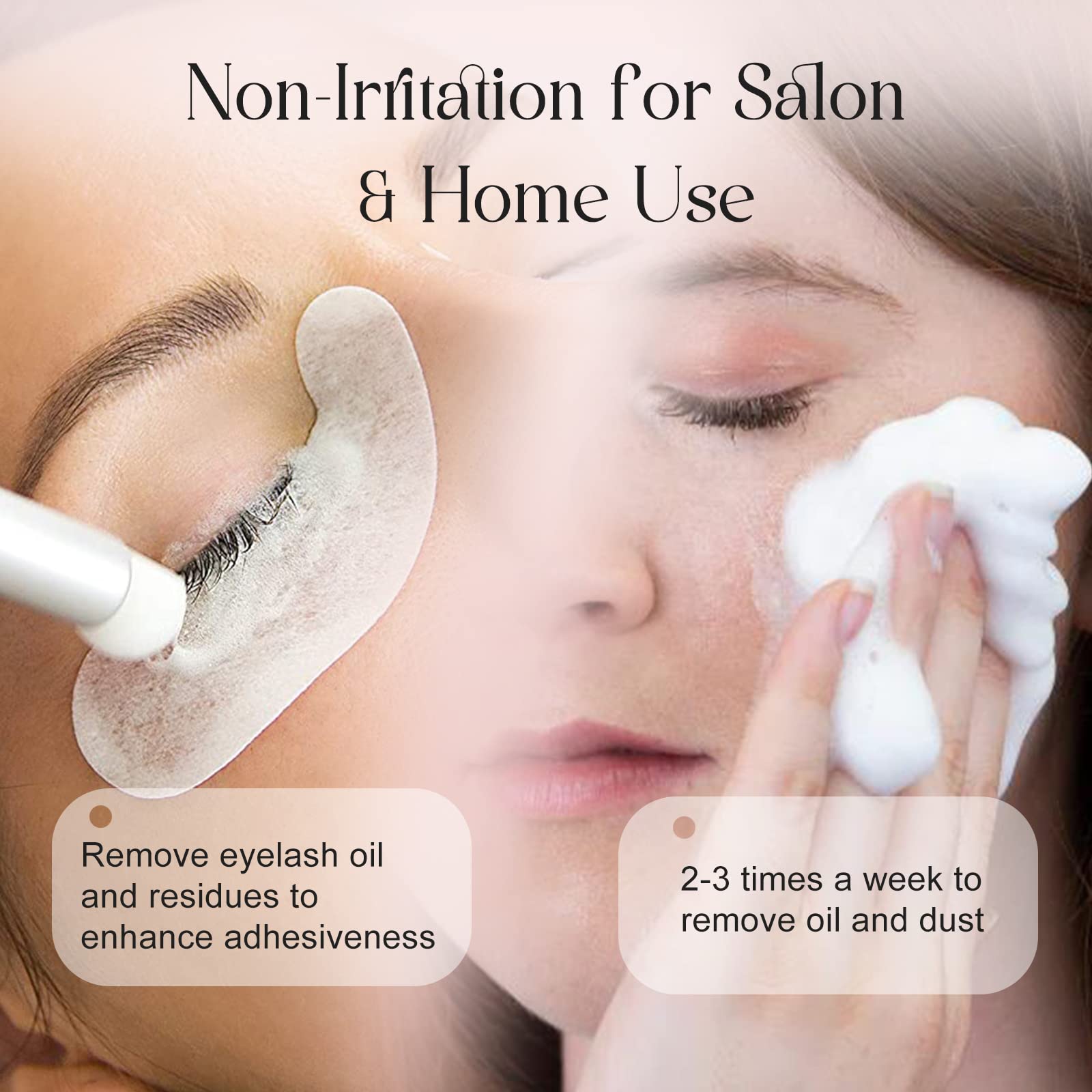 ALLOVE Lash Shampoo for Lash Extensions 100ml Eyelash Extension Cleanser + Rinse Bottle Sensitive and Non-irritation Lash Cleaning Kit for Eyelash Extensions Salon & Home Use - Lavender
