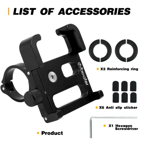Cycleafer Bike Phone Holder & Motorcycle Phone Mount for Hands-Free Navigation with iPhone 14 Plus/Pro Max, 13 Pro Max, S9, S10 & Other 4.7"-6.8" Smartphones, Scooter Phone Clip
