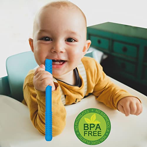 Hollow Teething Tubes Toys for Babies Girls Boys, 5 Pack Silicone Baby Teether Toy Tube for Infants with Nursing Biting Chewing, Chew Straws for Toddlers 6-12 Months