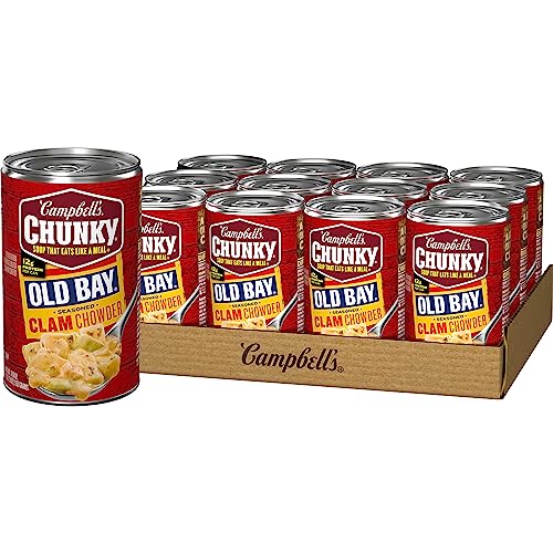 Campbell's Chunky Soup, OLD BAY Seasoned Clam Chowder, 18 Oz Can (Case of 12)