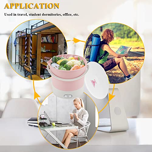 Foldable Electric Cooker, Mini Collapsible Heating Pot Electric Kettle Water Boiling Pot with Steamer for Travel 100-240V