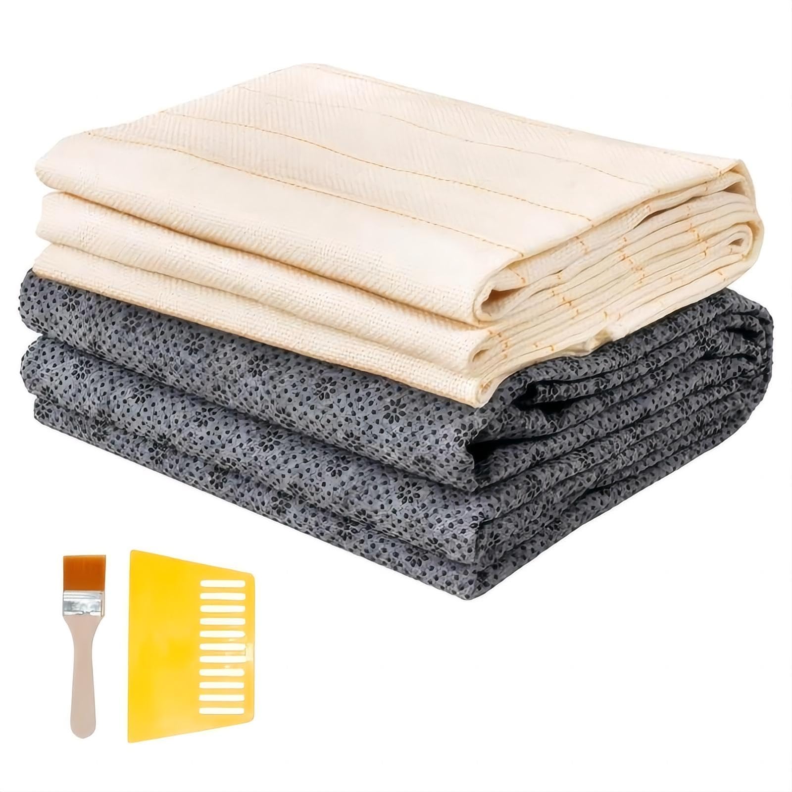 MovFlax 71"x40" Non-Slip Rug Backing Felt Cloth and 59"x40" Primary Tufting Cloth with Marked Lines, Tufting Yarn Fabric Frame for Carpet, Large Monks Cloth Kit for Cut Pile Tufting Gun