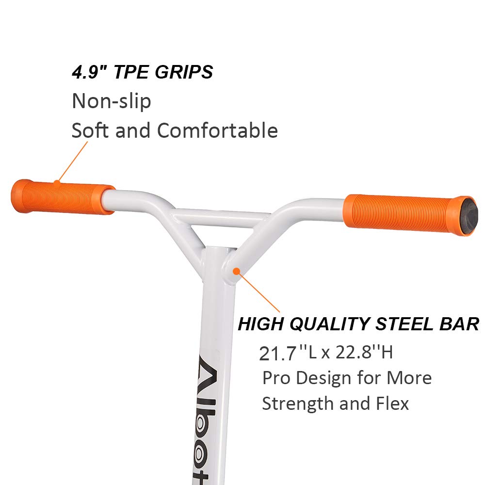 Albott Pro Scooters Stunt Scooter - Complete Trick Scooters Beginner Freestyle Sports Kick Scooter with Fixed Bar Scooter for 8 Years and Up,Teens,Adults (Orange)