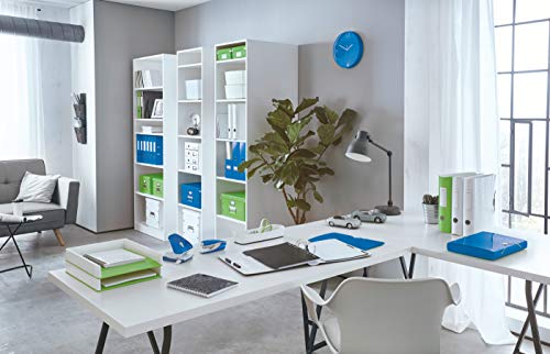 Leitz A5 MyBox Small with Lid, Storage Box for Home and Office, 5 L, High Gloss, Plastic, White/Blue Metallic;MyBox