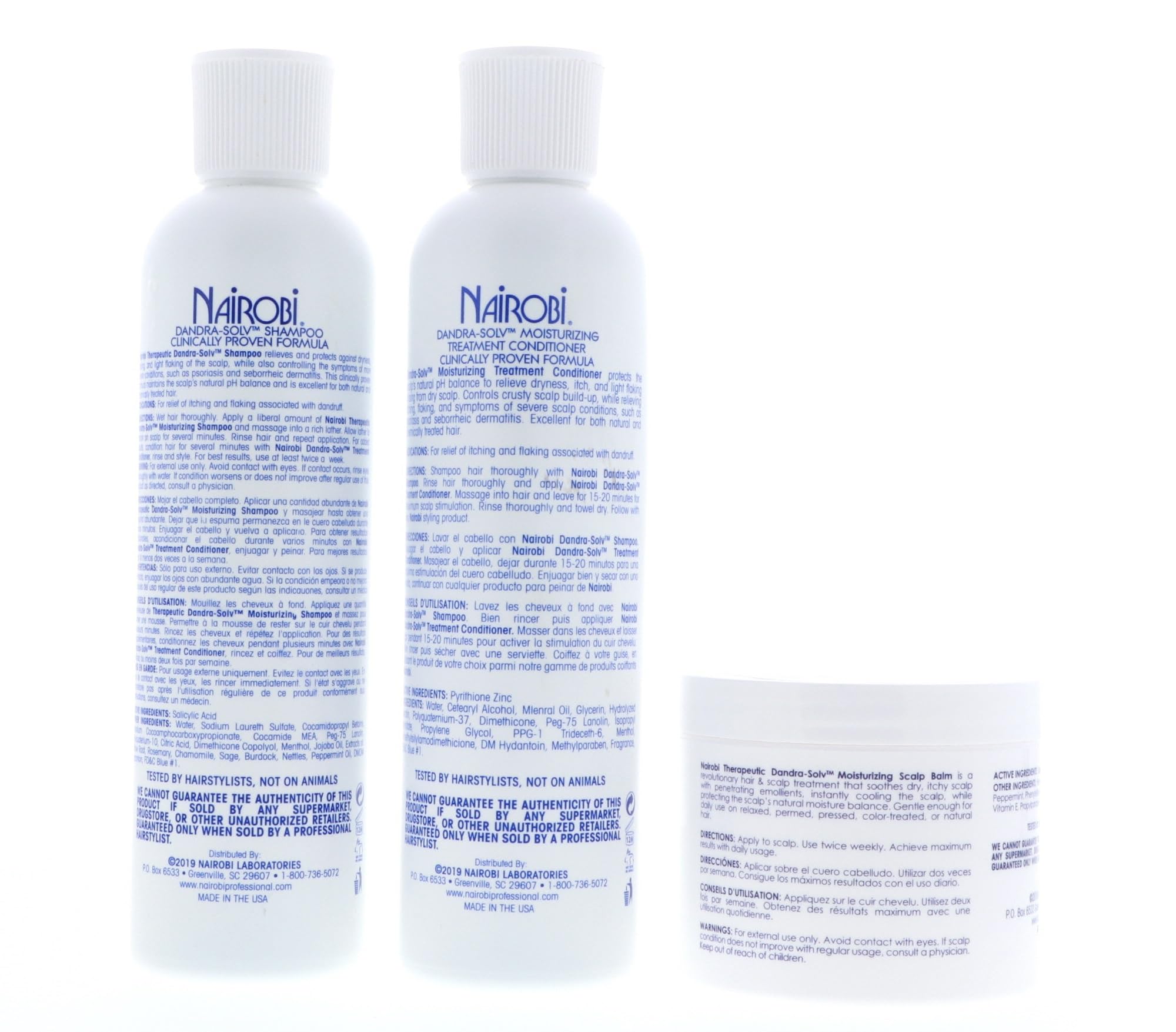 Nairobi Dandra-Solv Moisturizing Shampoo & Conditioner 8oz & Scalp Balm "Set"