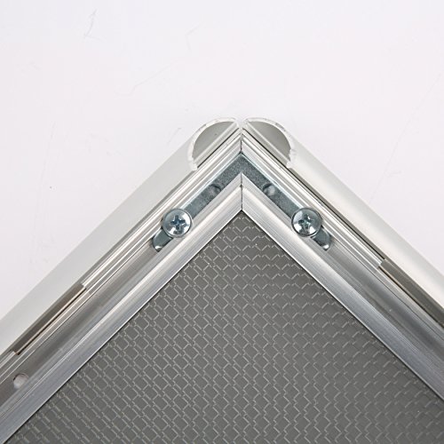 M&T Displays Security Snap Poster Frame 1" Aluminum Profile, Front Loading, Picture, Photo, Document, Certificate, Sign Holder, Mitered Corner, Anti Glare Cover (Silver, 24x36 inch)