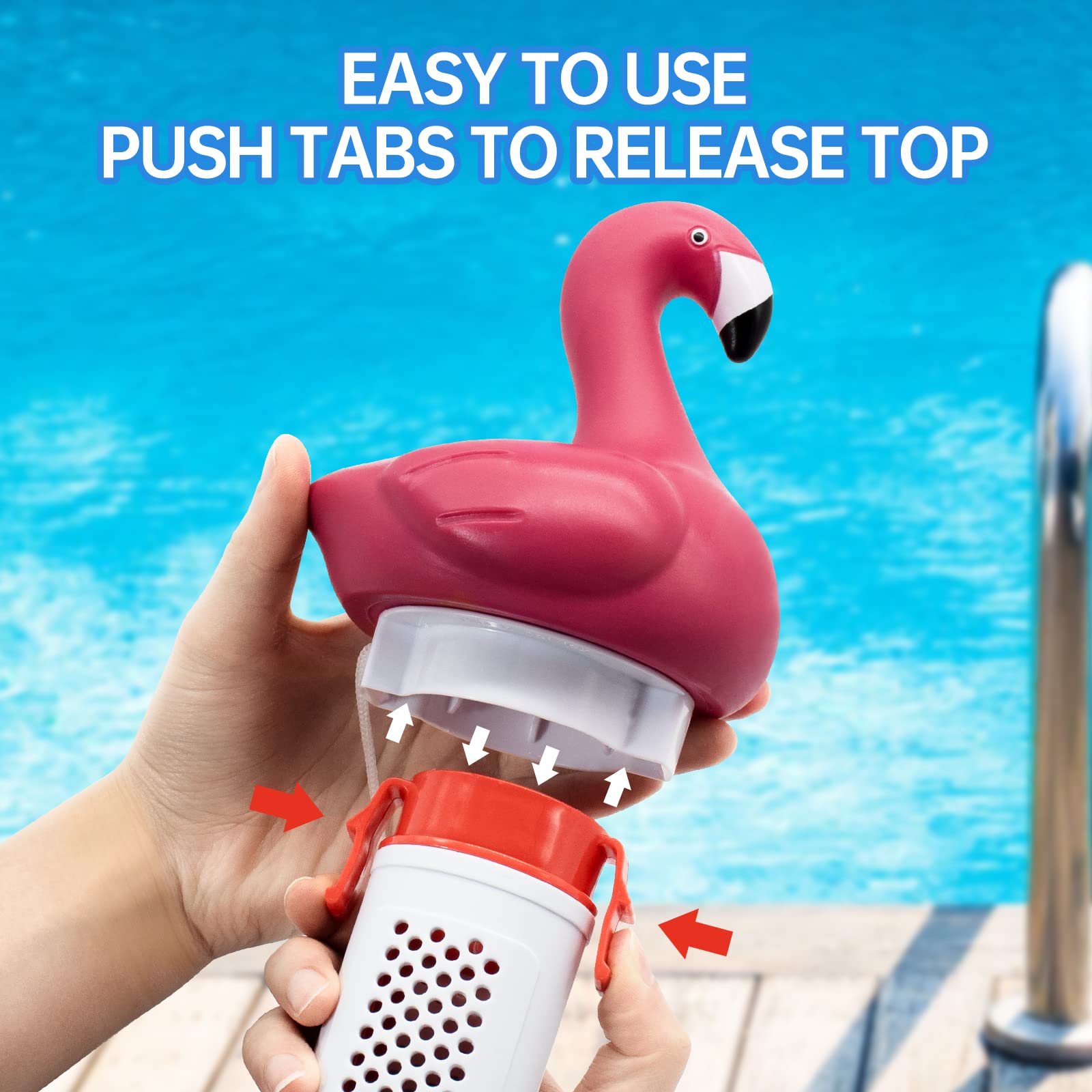 b&h Pool Chlorine Dispenser for 1 Inch Tablets Only - Mini Floating Chlorine/Bromine Floater, Spa, Tub & Small Pool Chlorine and Bromine Chemical Dispenser, 6 Flow Level Control Settings White