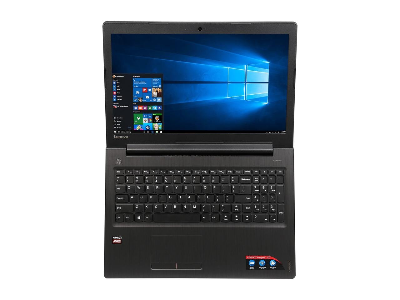 Lenovo Ideapad 310 - 15.6" HD Display Laptop with 3x Faster WiFi (AMD A10-Series A10-9600P Processor, 8 GB RAM, 1TB HDD, Windows 10) Black