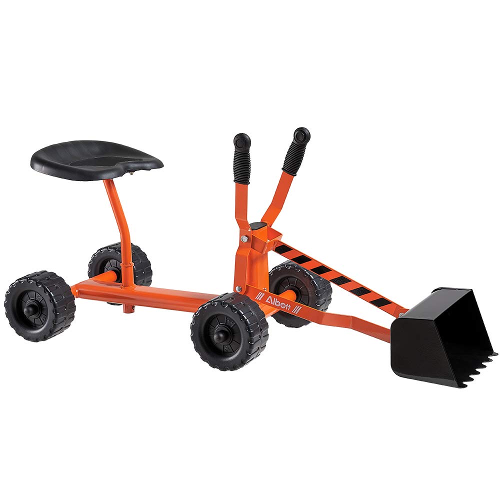 Albott Ride On Bulldozer Metal Excavator Toy with a Long Base and 4 Wheels, Great for Sand, Dirt and Snow, Outdoor Play