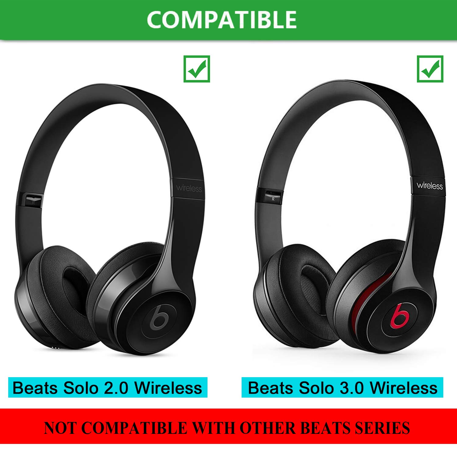 Solo 2/3 Wireless Earpads - JECOBB Replacement Ear Cushion Pads with Protein Leather and Memory Foam for Beats Solo 2.0/3.0 Wireless On Ear Headphones ONLY (Navy Blue)