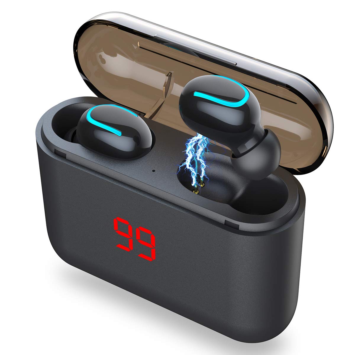 AICase TWS Wireless Headphones,Bluetooth 5.0 Wireless Earbuds Built-in Mic Mini Sweatproof Sport Headsets in-Ear Headset with Wireless Charging Case for Android and iOS Smartphones (HQB-U)