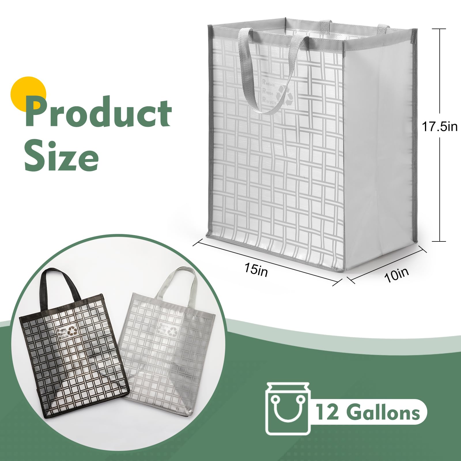 Lily queen Recycle Bin Bags for Kitchen Home Trash Cans Sorting Bins 12 Gallon Set of 2