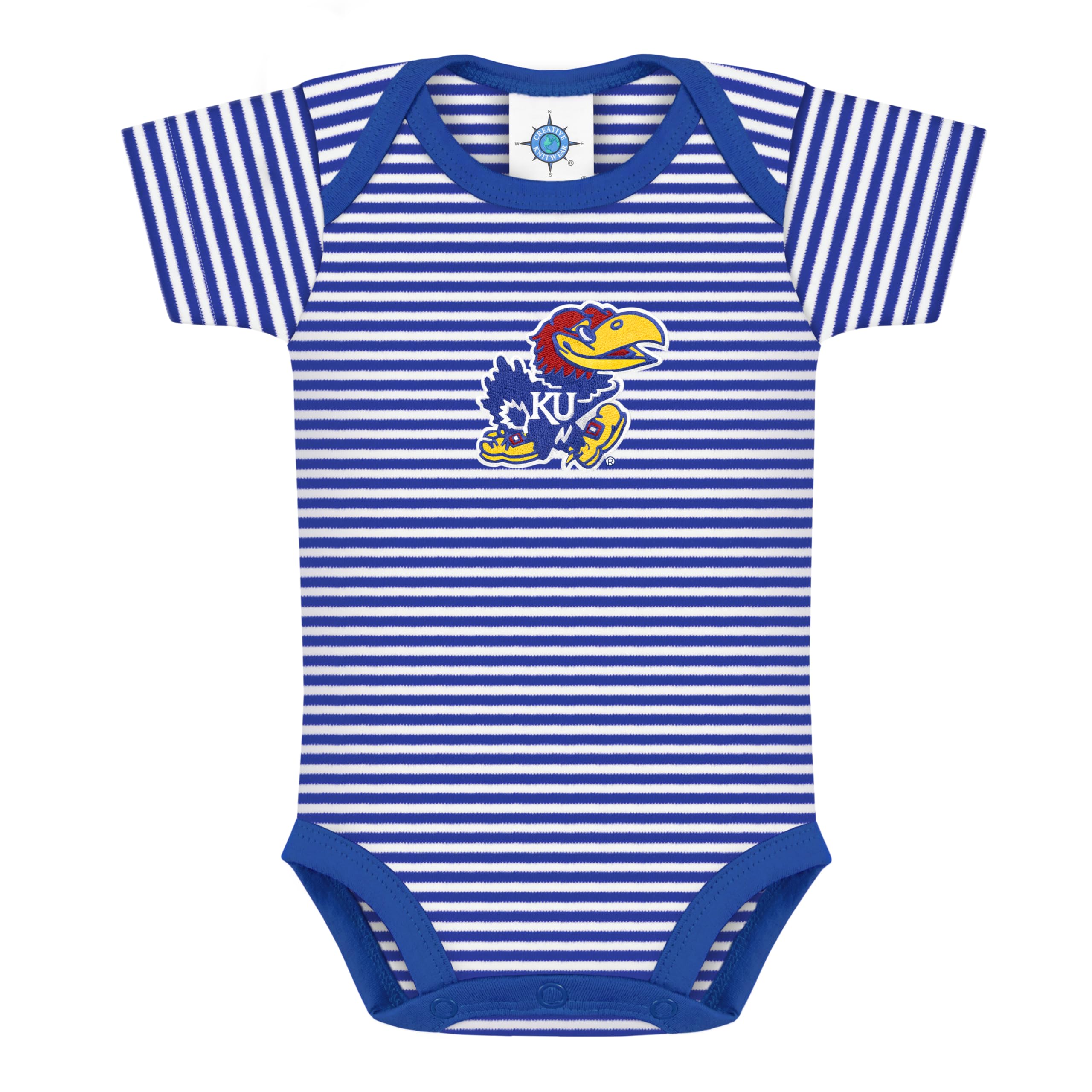 Kansas University Jayhawks Striped Newborn Baby Bodysuit Blue 0-3 Months