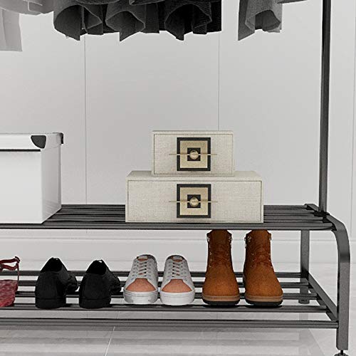 Black Commercial Garment Rack,Closet Garment Rack, Heavy Duty Clothes Storage Organizer for Bedroom, Free-Standing and Closet Organizer and Storage with Hanger Rods Clothes Rack for Hanging Clothes