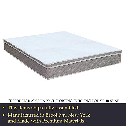 Mattress Comfort Medium Plush Eurotop Pillowtop Innerspring Fully Assembled Mattress, Good for The Back, 75" X 48", 1