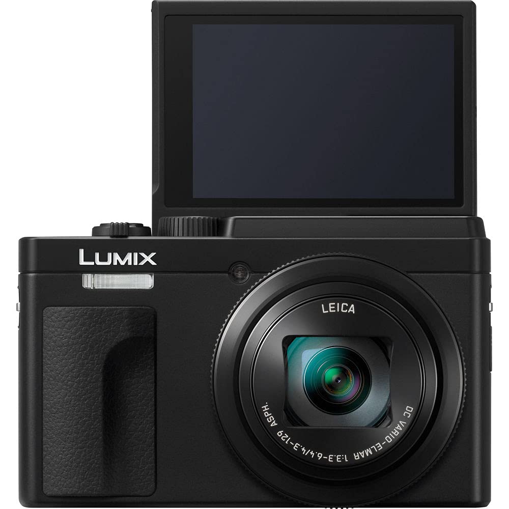 Panasonic Lumix DCZS80 Digital Camera (Black) (DC-ZS80K) - Bundle - with 12 Inch Flexible Tripod + Camera Bag + Cleaning Set