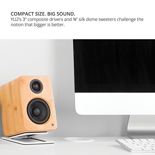 Kanto YU2MB PC Gaming Desktop Speakers | 3" Composite Drivers | 3/4" Silk Dome Tweeter | Class D Amplifier | 100 Watts | Built-in USB DAC | Subwoofer Output | Pair | Matte Black
