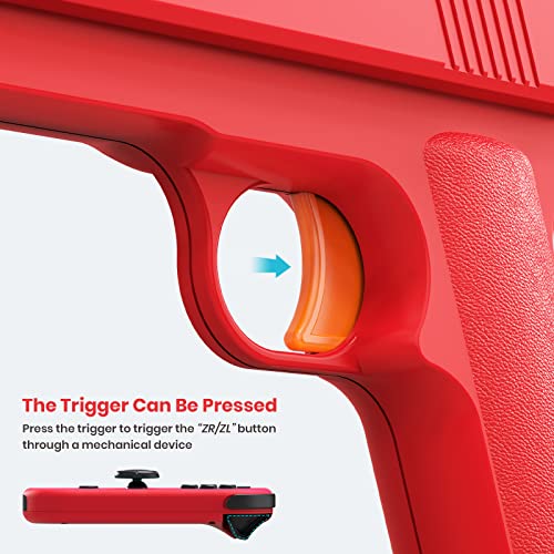 CODOGOY Shooting Game Gun Controller Compatible with Switch/Switch OLED Joy-Con, Hand Grip Motion Controller for Nintendo Switch Shooter Hunting Games (Blue + Red)