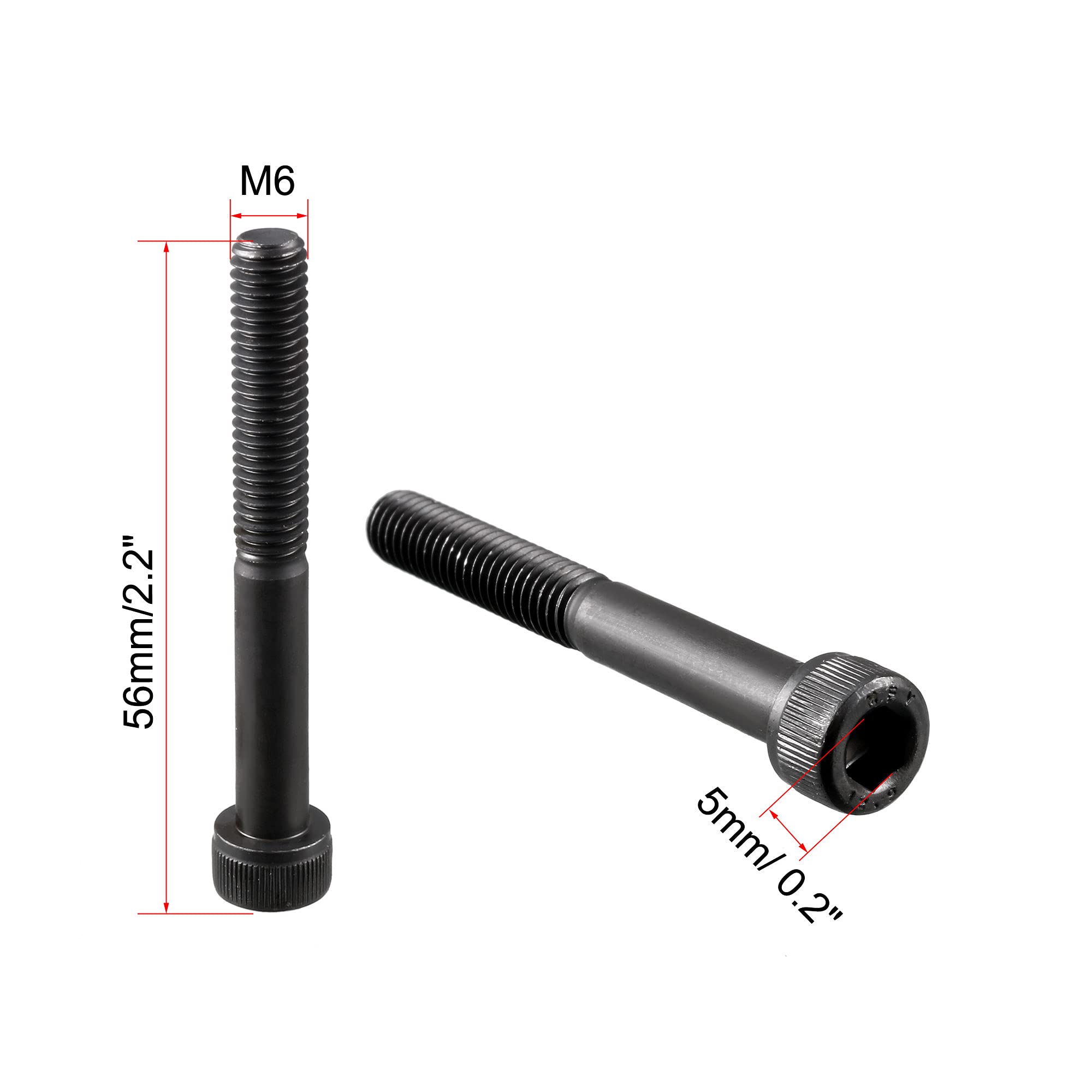 M6x50mm 12.9 Alloy Steel Screw Cap Point Hex Socket Screws Bolts 10Pcs