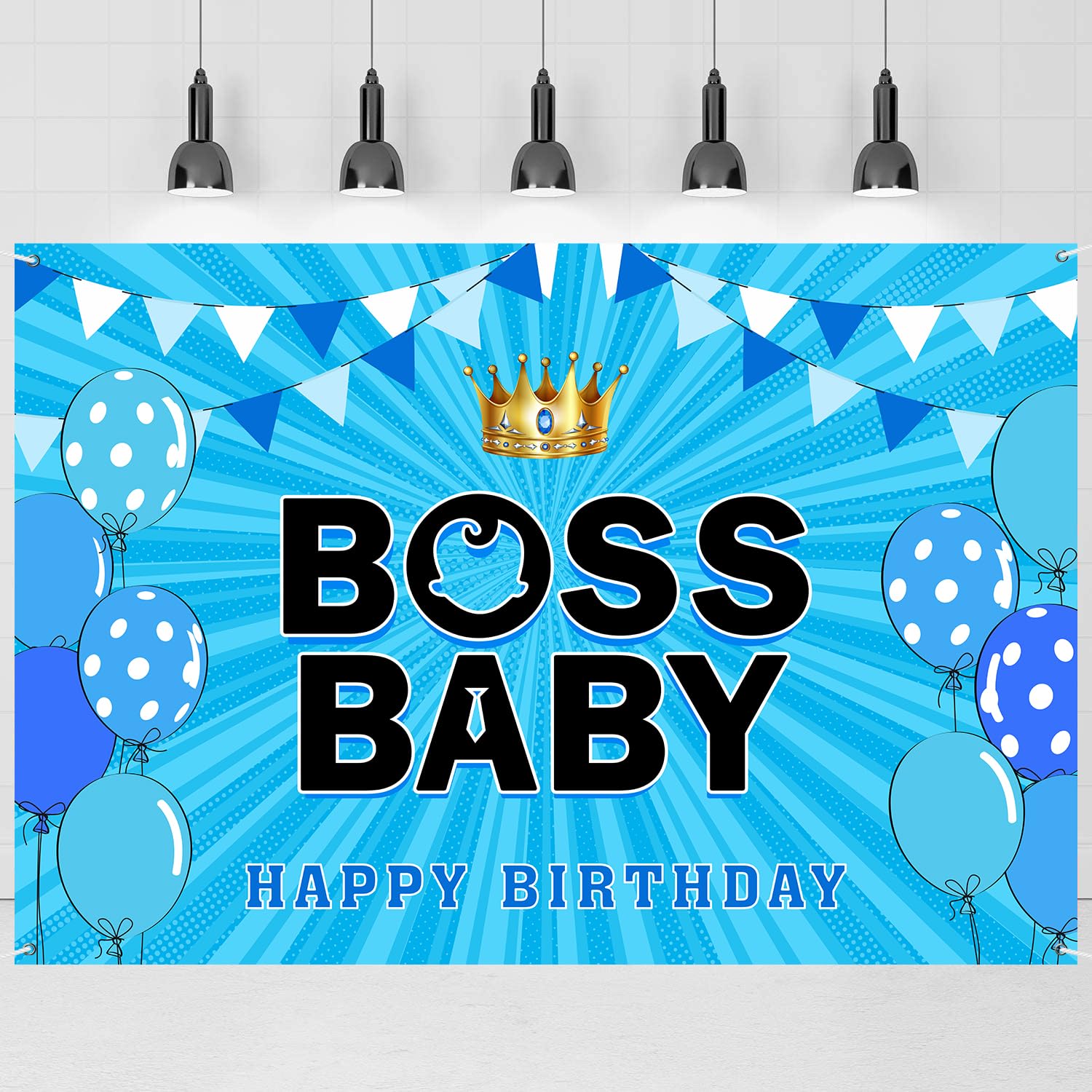 INNORU Boss Boy Backdrop Banner, Gender Reveal Poster Baby Shower Photography Backdrop Boy 1st Birthday Party Decorations Photo Booth Props 6x4ft