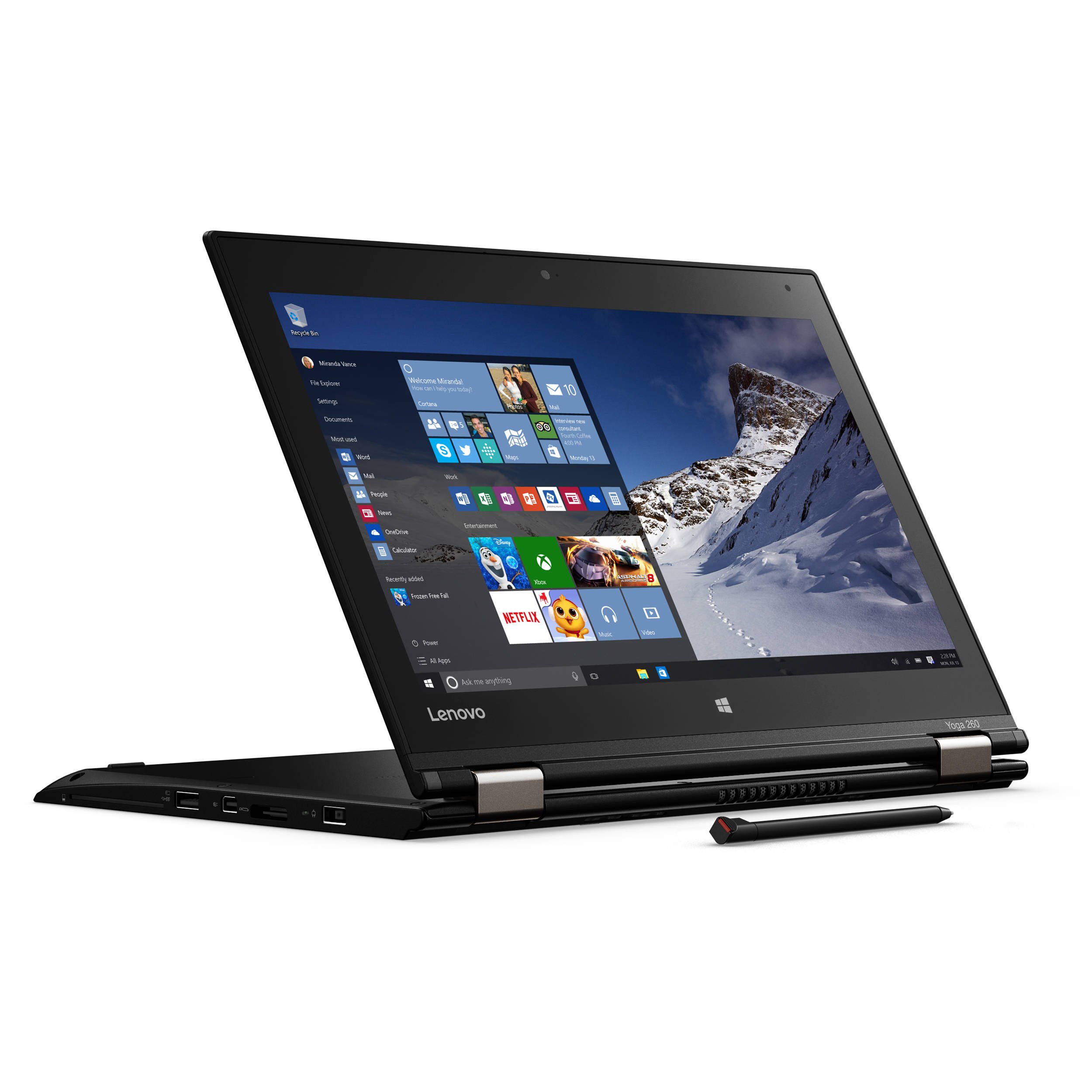 Lenovo Thinkpad Yoga 260 2-in-1 Business Laptop - 12.5" IPS Touchscreen (1366x768), Intel Core i5-6200U, 180GB SSD Opal2, 8GB DDR4, Backlit Keyboard, Windows 10 Professional 64-bit - Black