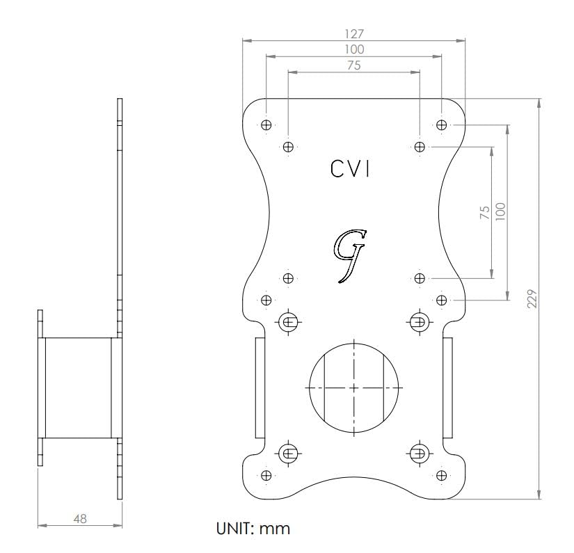 Monitor VESA Adapter Conversion Plate - from 75x75mm to 100x100m | Compatible with AOC C32V1Q Monitor | Laser Cut | 100% Made in North America