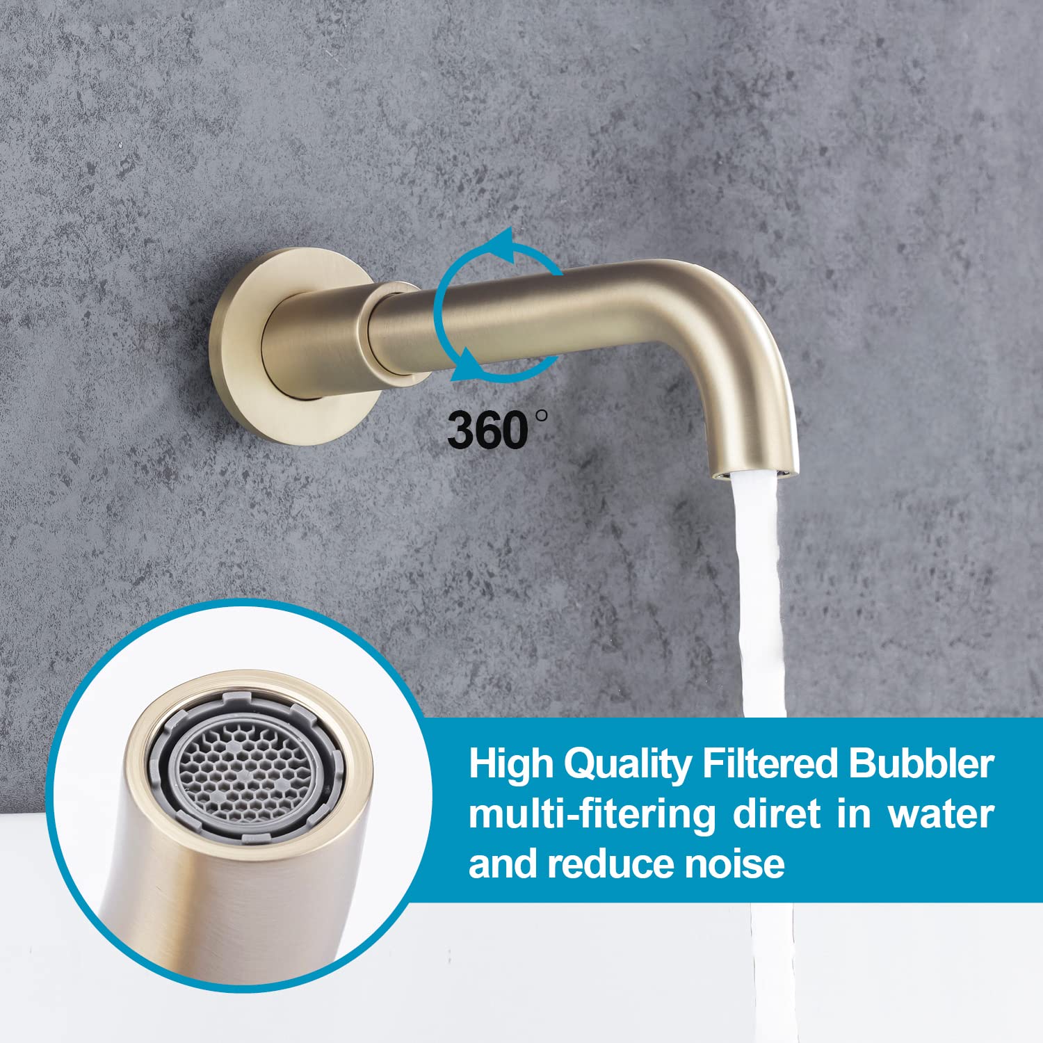 AZOS Waterfall Tub Spout Wall Mount, Bathroom Multiple Uses Waterfall Tub Spout High-Flow Filler Bath Tub Faucet Brushed Nickel