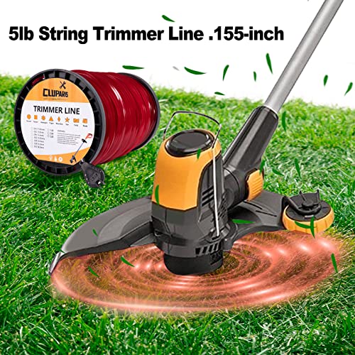 Cluparis 5-Pound Heavy Duty Square Trimmer Line .155-inch-by-492-ft Commercial String Trimmer Line in Spool, 0.155" Nylon Weed Eater String with Bonus Line Cutter( Red)