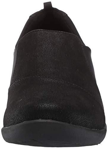 Clarks womens Sillian Paz Slip On Loafer, Black Synthetic Nubuck, 7.5 US