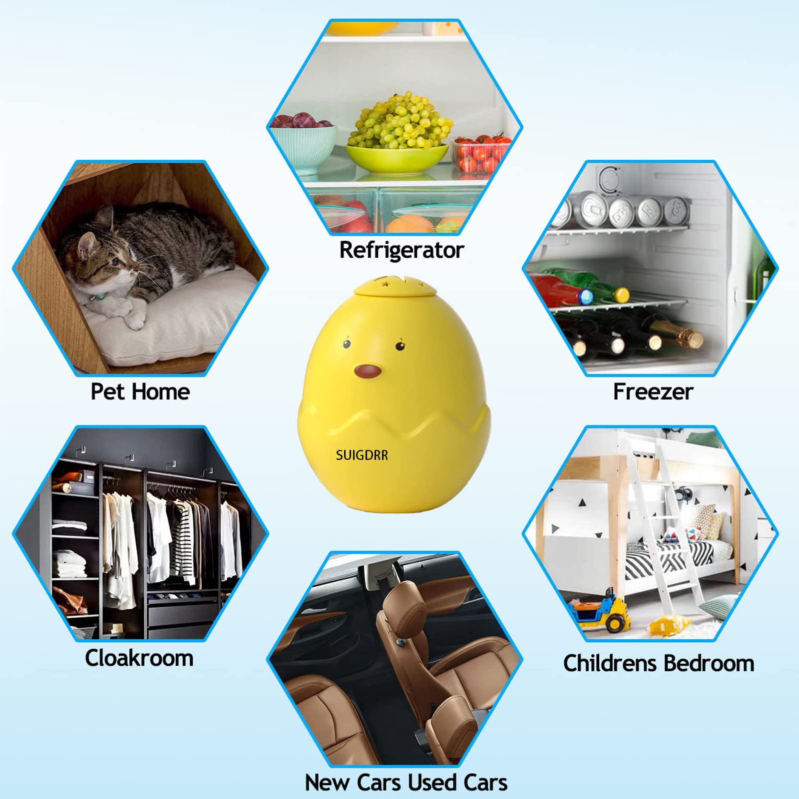 SUIGDRR Fridge Deodorizer Fresheners Smell Odor Eliminator,Cute Chick Refrigerator Freezer Deodorizer Odors Absorber Remover (green)