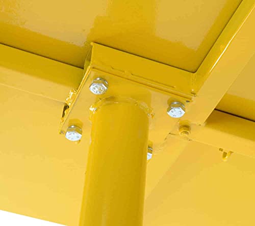JEGS 200 LBS Capacity Rolling Work Table - Height Adjustable 33 Inches to 48 Inches - Rolling Tool Tray Uses Four 2.5” Caster Wheels - Includes One Tool Tray Table Liner - Yellow Powder Coated Steel
