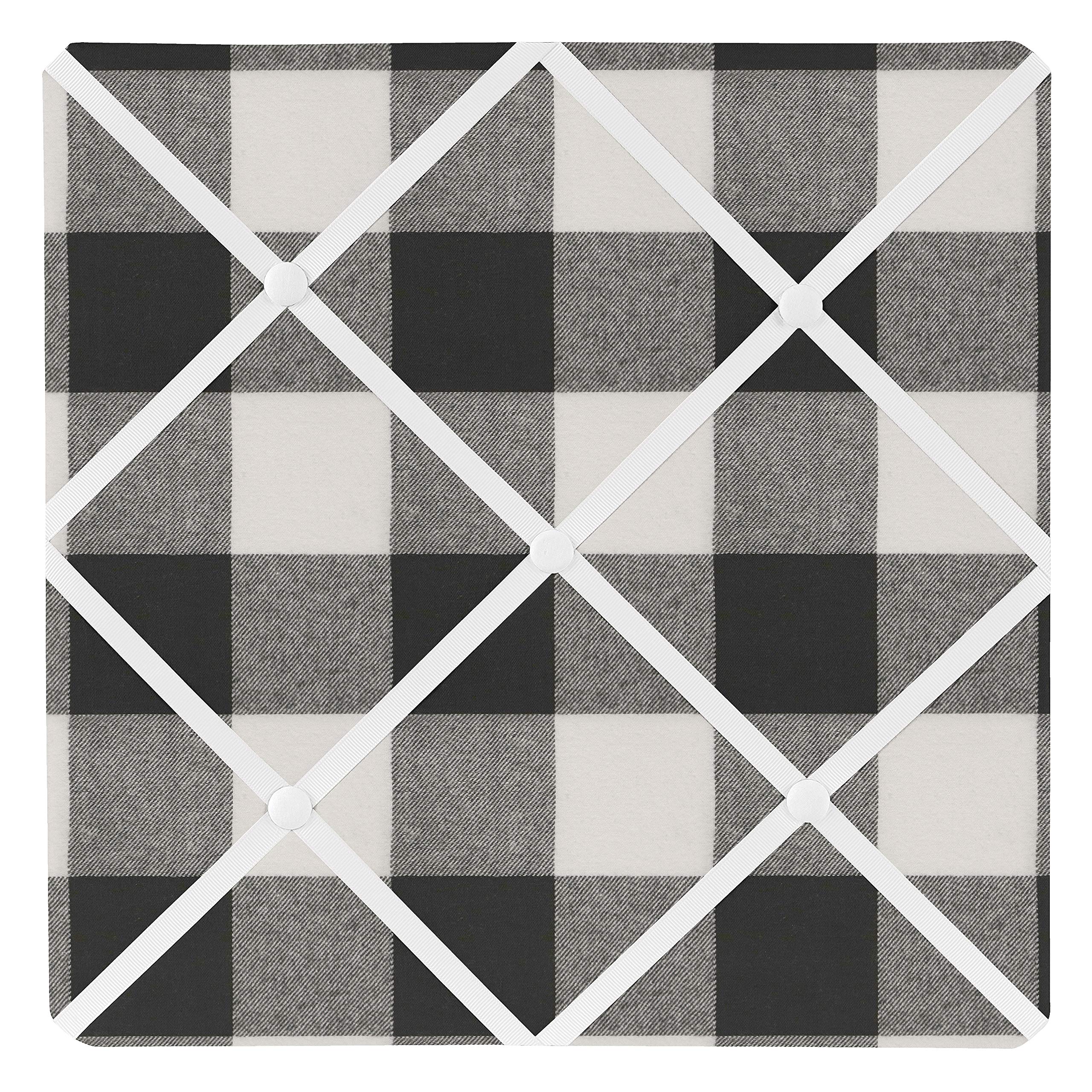 Sweet Jojo Designs Buffalo Plaid Fabric Memory Memo Photo Bulletin Board - Black and White Check Rustic Woodland Flannel