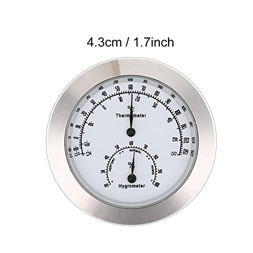 Dilwe Guitar Round Thermometer Hygrometer, Humidity Temperature Meter for Violin Guitar Case Instrument Care(Silver)