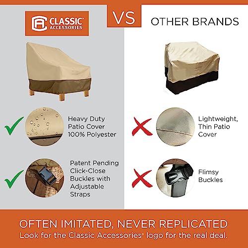 Classic Accessories Veranda Water-Resistant 40 Inch Square Patio Table Cover, Outdoor Table Cover, Pebble/Bark/Earth