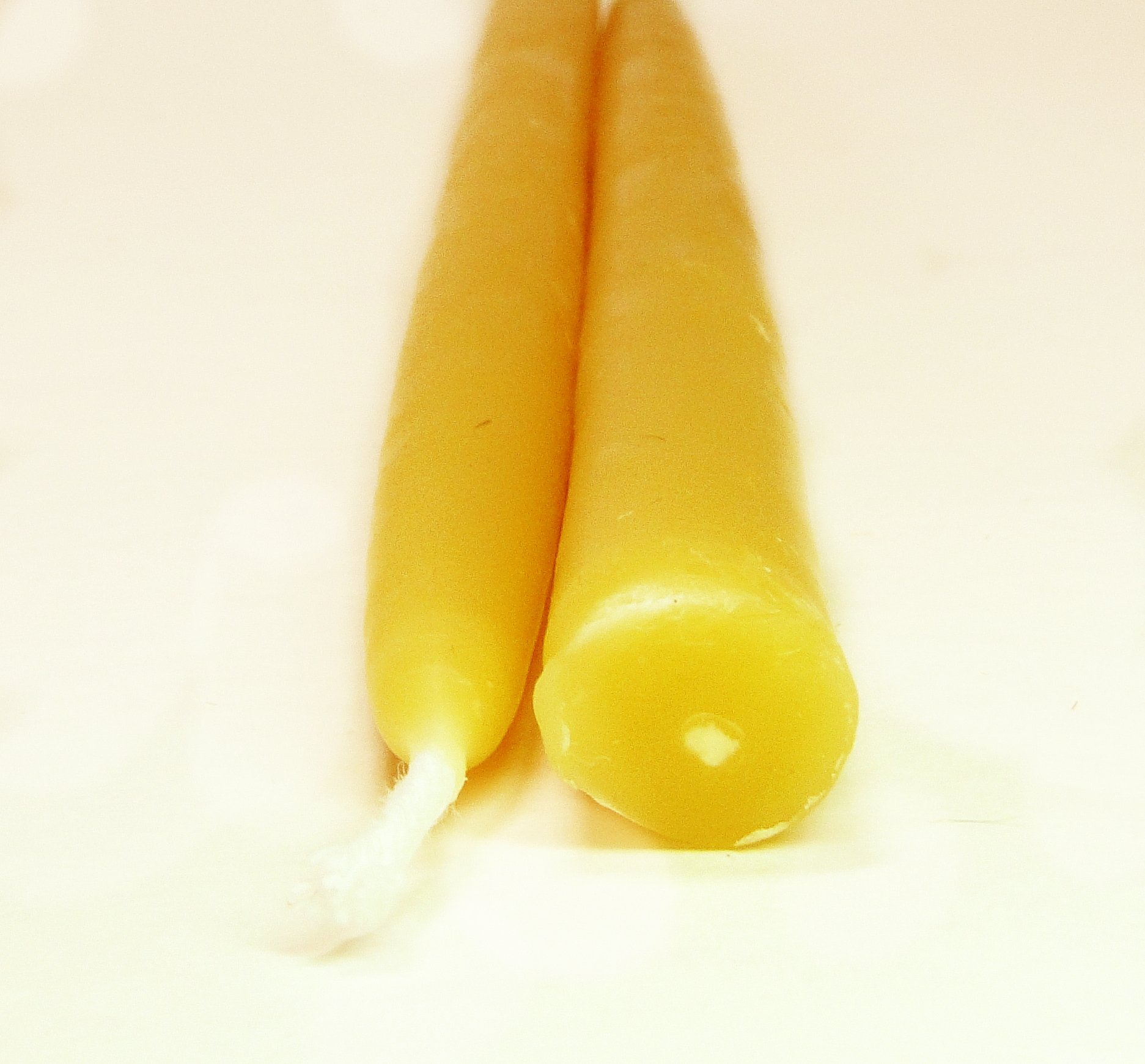 BCandle 100% Beeswax 2-hour Candles Organic Hand Made - 7 1/2 Inch Tall, 3/8 Inch Diameter (Pack of 12), Porcelain Candle Holder