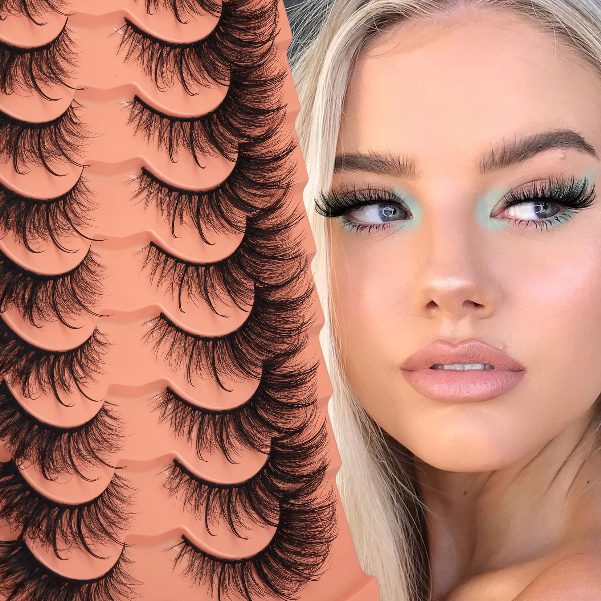 ALICE Eyelashes Fairy Fox Eye Lashes False Eyelashes Mink Wispy Strip Lashes Pack Fluffy Volume Cat Eye Lashes Fake Eye Lashes 9 Pairs