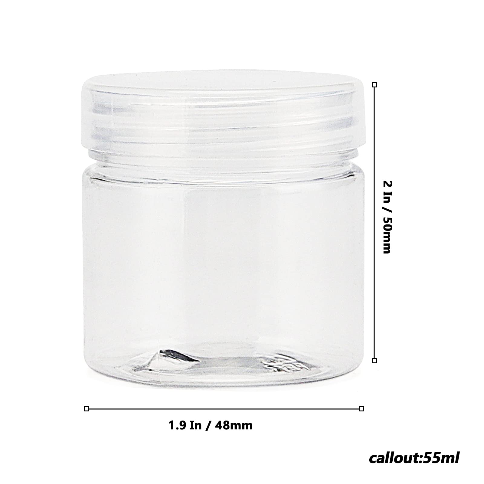 MUKLEI 70 PCS 2oz Clear Plastic Bead Containers, Round Bead Containers with Lids, Mini Sample Container for Lotions, Beads, Candies, Spice