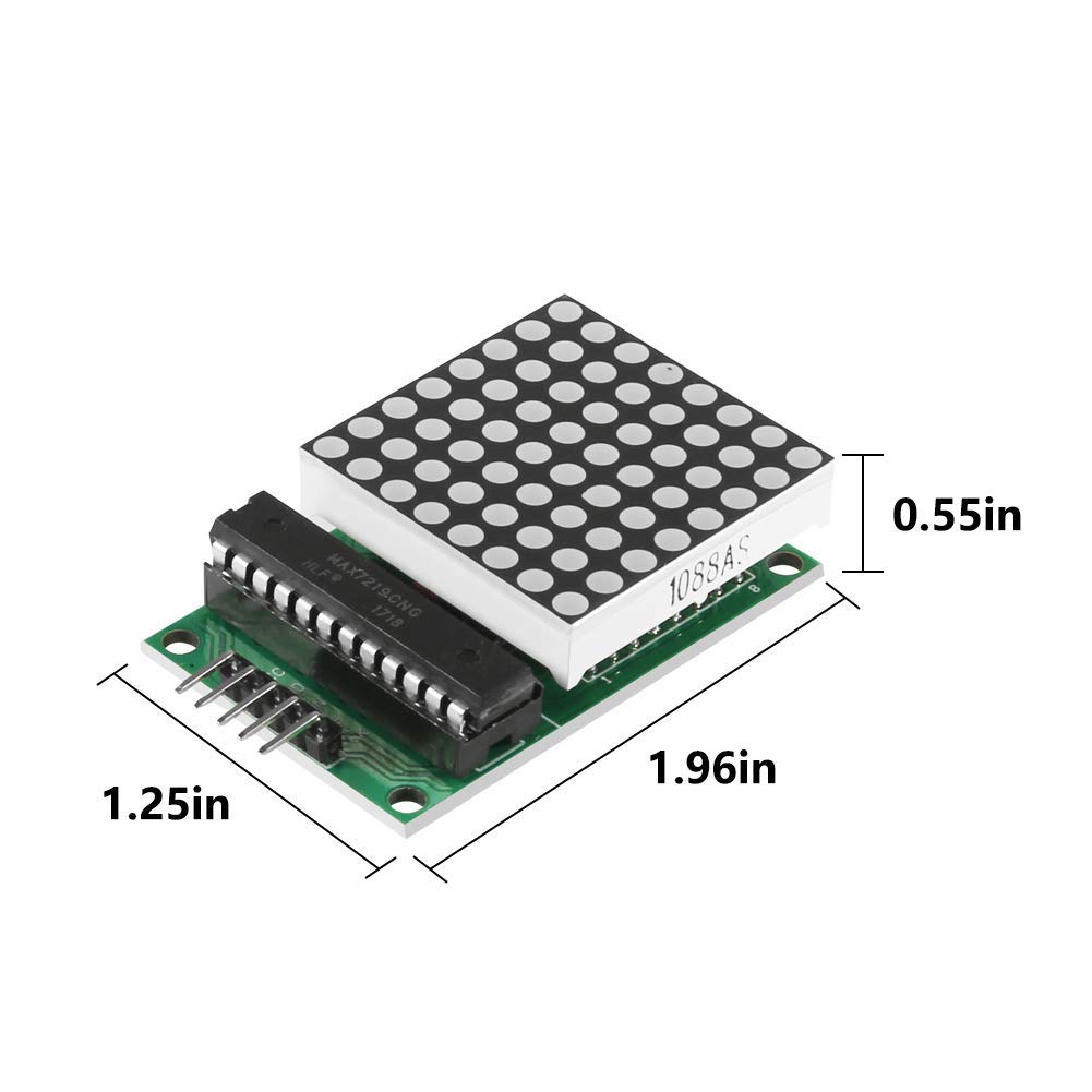 ACEIRMC 2PCS MAX7219 Dot Matrix Display Module Single-Chip Control LED Module DIY Kit for Arduino with 5pin Line (A)