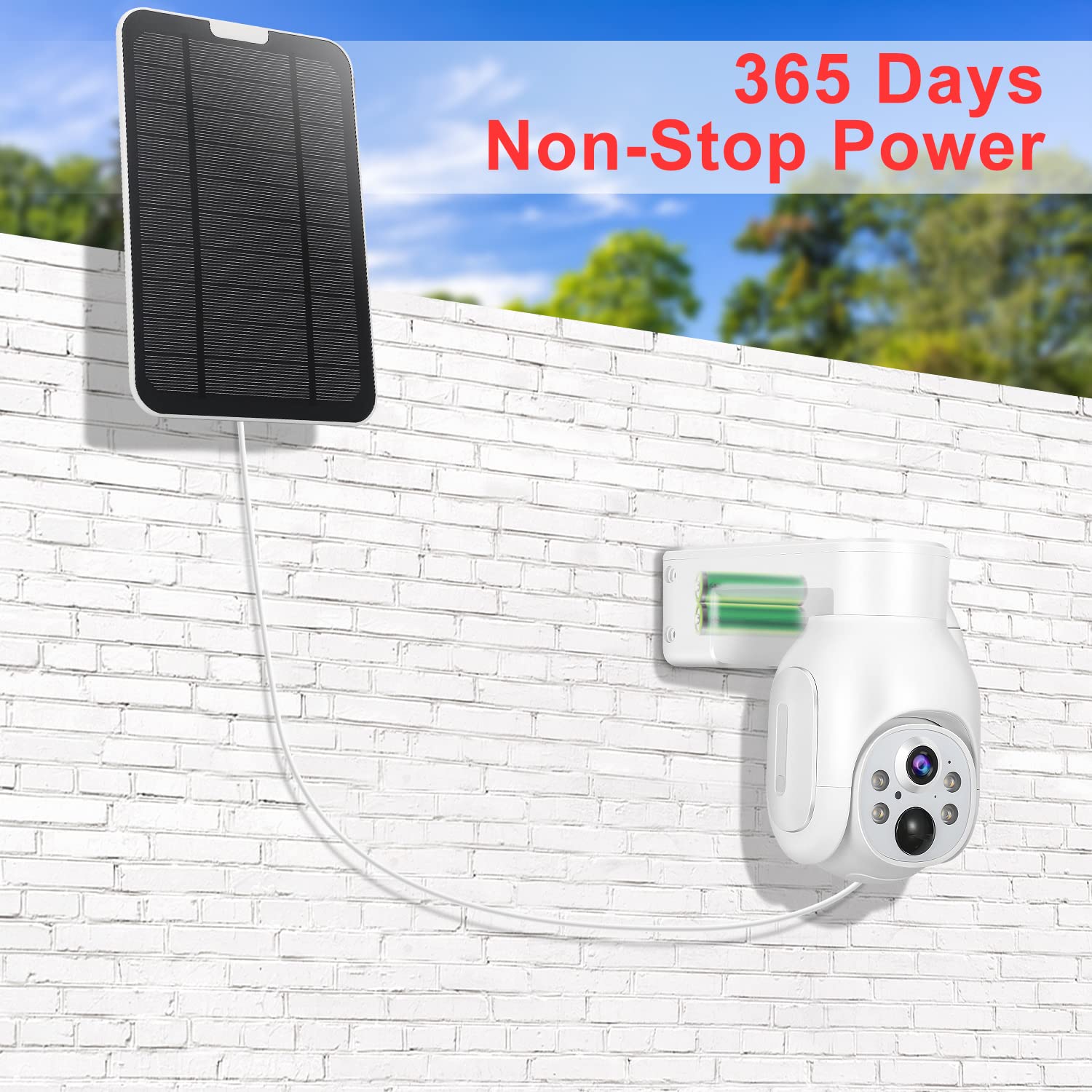 Alptop LTE Outdoor Solar Powered Cellular Security Camera PIR Motion Recording Pan Tilt 360°View Spotlight Two-Way Audio IP65 Weatherproof 1080P Night Vision